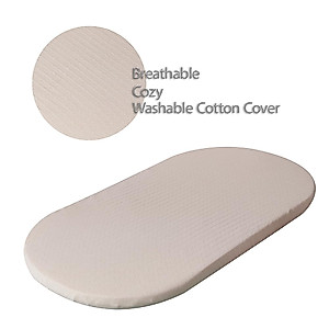 ICEBLUE HD Bassinet Cradle Mattress Protection Removable Organic Cotton Cover Oval Mattress Pad 30''X16''