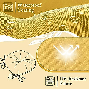 LOVTEX Bistro Chair Cushions Set of 2, Outdoor Round Chair Cushions 15 Inch, Waterproof Round Outdoor Cushions with Ties, Yellow Outdoor Chair Cushions for Patio Furniture