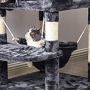BEWISHOME Cat Tree 66.3 Inch Multi-Level Large Cat Tower with Plush Top Perches, Sisal Scratching Post Cat Play House Kitty Activity Center MMJ14H