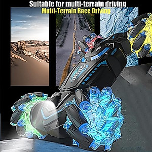 RC Cars Remote Control car for Boys 360°Rotating 4WD RC Stunt car Transform 2.4Ghz Hand Controlled Toys for Boys 4-7 Birthday Presents for Kids Age 7 8 9 10 11 yr (Blue)