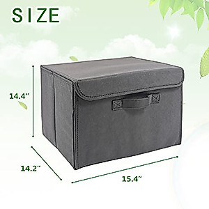 Storage Bins, Foldable Storage Cubes with Lids and Handles, Large Fabric Storage Baskets with Doule Doors Design for Clothes, Toys, Books, Closet, and Shelves etc. Storage Dark Grey (2-Pack 15.4" x 10.2" x 10.2")