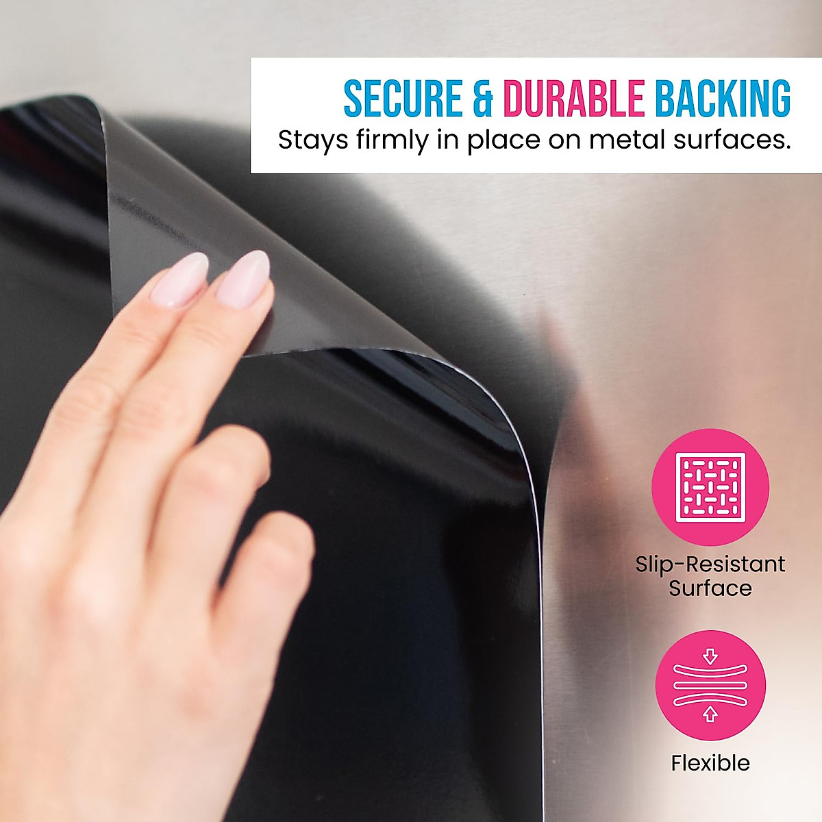 Magnetic Black Dry Erase Board for Fridge: with Bright Neon Chalk Markers - 12x8" - 4 Liquid Blackboard Markers with Magnet - Small Whiteboard Chalkboard for White Refrigerator