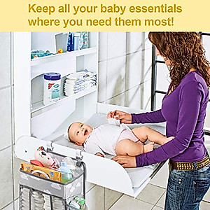 Accmor Hanging Baby Diaper Caddy Organizer, Diaper Stacker, Baby Crib Hanging Classified Storage Bag Organizer for Changing Table, Crib, Playard or Wall & Nursery Organization