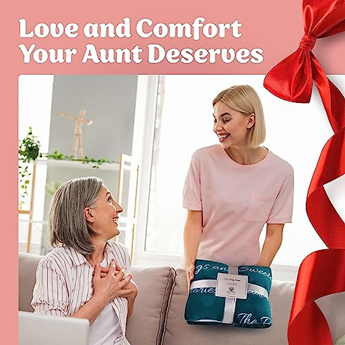 ButterTree Gifts for Aunts, Aunt Blankets from Niece, Gift for Aunt, Auntie Gifts, Auntie Gifts from Nephew, Blanket for Aunt, Auntie Gifts from Niece in Coral Blue 65"x50"