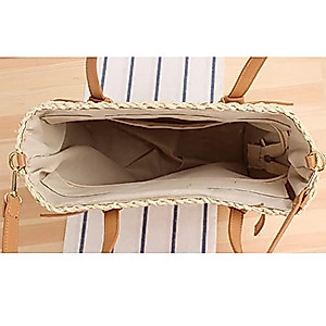 H.S.G.K Women's Summer Handbag Casual Multifunctional Shoulder Bags Straw Handbag Ladies Vintage Square Basket