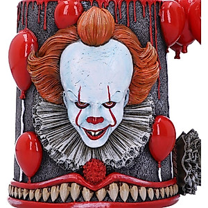 Nemesis Now IT Pennywise Clown Tankard, Hand-Painted Resin, Time to Float, Horror Movie Merchandise, Red Balloons Handle, 15.5cm