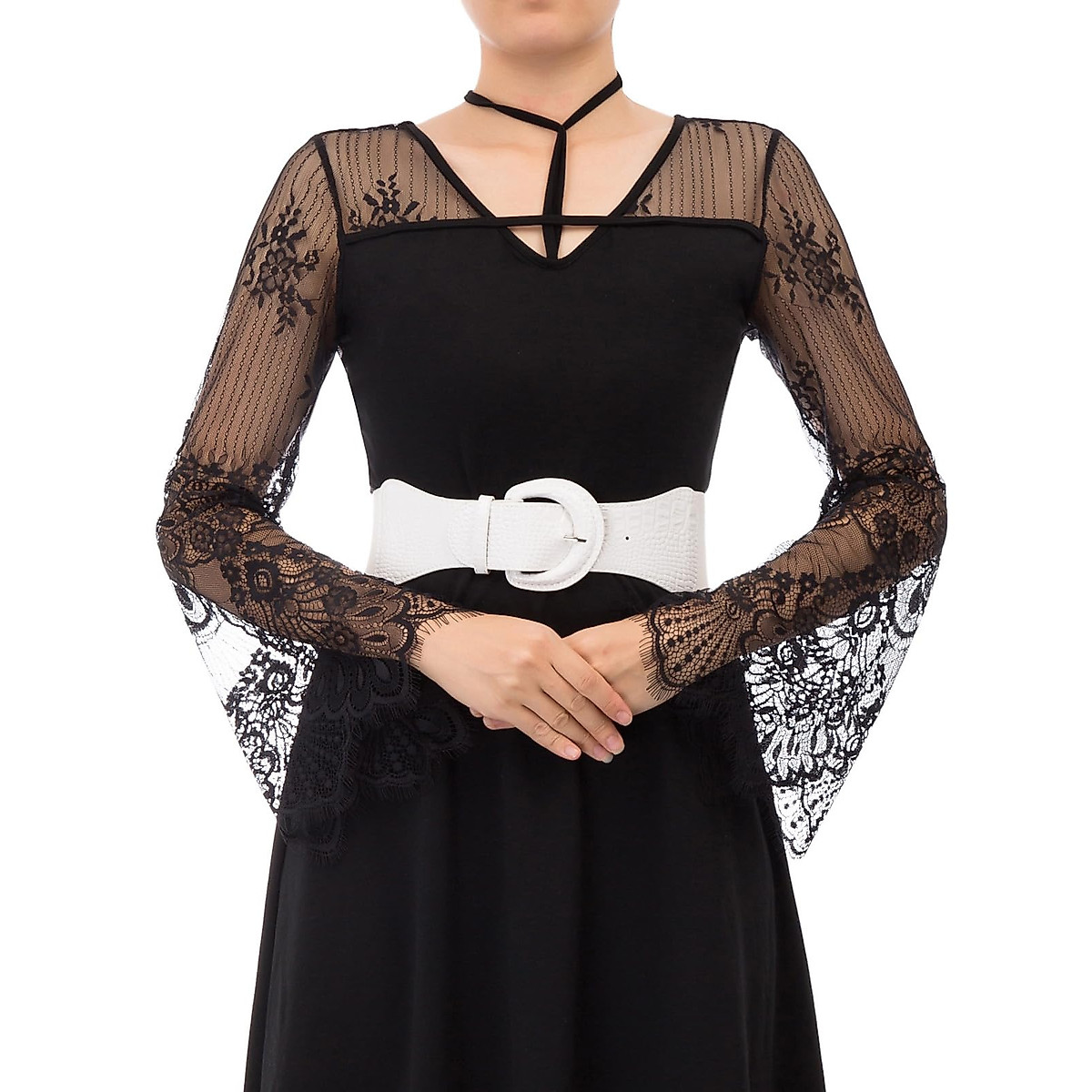 GRACE KARIN 40's Vintage L Buckle Belts Wide Waistband (M,White)