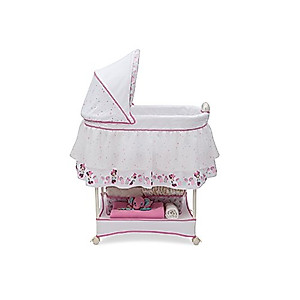 Delta Children Gliding Bedside Bassinet - Portable Crib with Lights, Sounds and Vibration, Disney Minnie Mouse Boutique