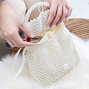 Grandxii Pearl Purse Tote Handbag Beaded Bag Evening Party Shoulder Bag For Women With Pearl