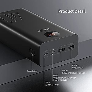 ROMOSS 40000mAh Power Bank, 18W PD USB C Fast Charging Portable Phone Charger, 3 Outputs and 2 Inputs External Battery Pack with LED Display for iPhone 14/13/13 Pro Max, iPad, Samsung Galaxy and More