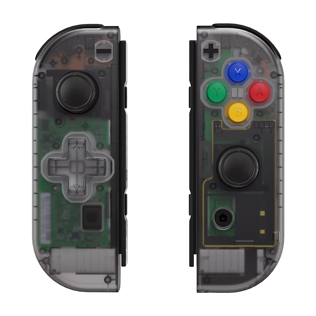 eXtremeRate Back Plate for Nintendo Switch Console, NS Joycon Housing Shell (D-Pad Version) with Colorful Buttons, DIY Replacement Shell for Nintendo Switch - Clear Black