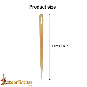 Lord of Battles Medieval Needle Viking Embroidery Needle Handmade Knitting Needles Binding Tool, Multipurpose Weaving/Knitting/Stitching Needles for Craft Work (Set of 5, Bone Needles - 3.5")