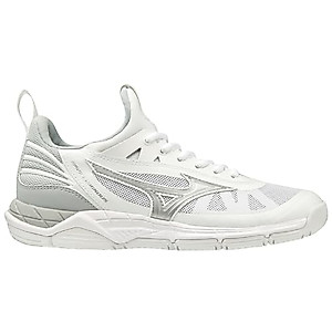 Mizuno Women's Wave Luminous Volleyball Shoe, white-silver, 6 B US