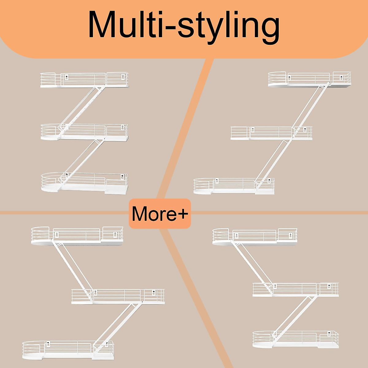 YEMNMFH 15 Inch Fire Escape Wall Shelf - White Metal Decorative Shelves, Eye-Catching Figurine Display Shelf Wall Mounted, Unique Ladder Home Décor for Knick Knack, Action Figure, Bedroom, Bathroom