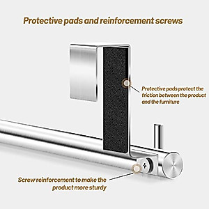 VEHHE Kitchen Towel Holder - 2pcs Over Cabinet Door Hand Dish Towel Bar Rack Holders with 2 Hooks- Stainless Steel Towel Rack Inside Cabinet Drawer for Bathroom and Kitchen (Silver)