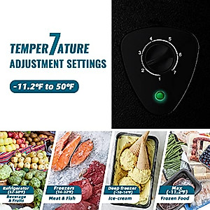 Deep Freezer Small Chest Freezer 5.0 Cu.Ft Mini Chest Freezer with 7 Temperature Settings, Compact Deep Freezer with Top Open Door, Adjustable Storage Basket, Low Noise, Energy Saving,Black