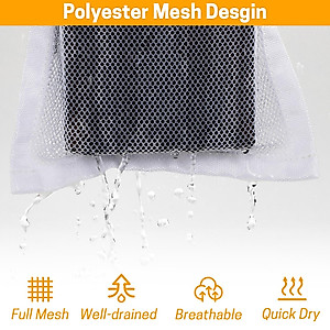 5 Pockets Mesh Storage Shower Caddy Hanging Mesh Shower Pockets with Rotating Hanger 57 x 6 in Space Saving Bathroom Organizer Hanging Storage Bag for Travel RV Camper Cruise Ship Essentials (White)