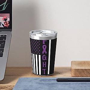 12oz Tumbler Breast Cancer Warrior Support Squad Alzheimer'S Awareness Stainless Steel Cup With Straw And Lid Spill Proof Bulk Double Wall Vacuum Reusable Water Tumblers For Cold Hot Drink