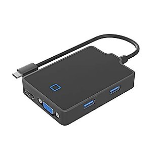 Imedia IMD-UTC398 Type C to HUB & HDMI, VGA & Audio, Black, Size: Approx. 3.7 x 2.3 x 0.6 inches (94 x 63.7 x 15.9 mm), Approx. 2.5 oz (65.8 g)