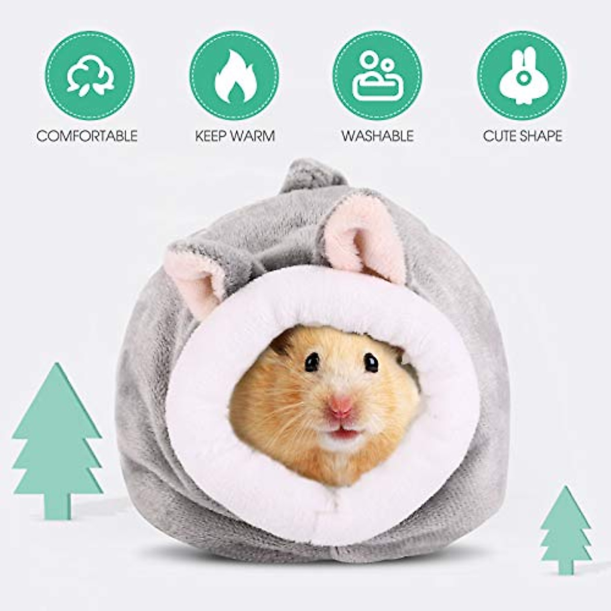 balacoo Hamster Winter Warm Bed House Hideout Small Animals Sleeping Cave Cotton Nest for Rat,Dwarf Hamster,Syrian Hamster