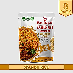 Eat Regal Spanish Style Rice In Hood & Tray, Ready To Eat in 90 Seconds, Microwavable in just 90 Seconds, Nutritious & Delicious 8.8 Ounce (Pack of 8)