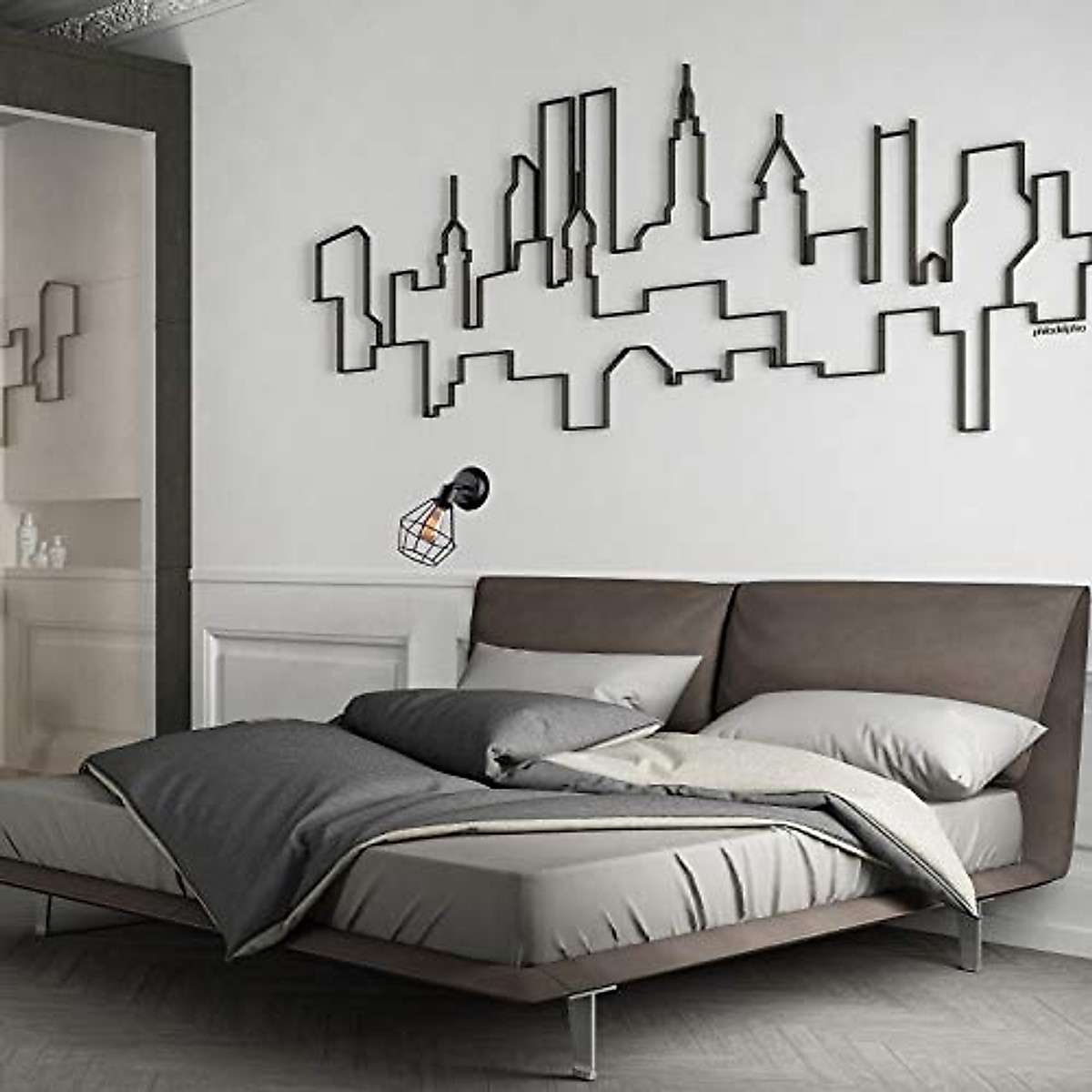 Globe Electric 65291 1-Light Plug-in or Hardwire Industrial Cage Wall Sconce, Matte Black Finish, On/Off Rotary Switch, 6ft Clear Cord, Wall Lights for Bedroom Plug in, Kitchen Sconces Wall Lighting