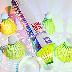 EAGLES LED Badminton Shuttlecocks - 5 Pack Lighting Birdies, Nylon Glow in The Dark Birdie Balls for Baseball Practice- Plastic Light Up Birdies for Outdoor Indoor Sports Activities