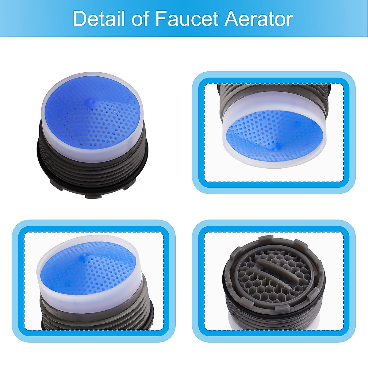 iFealClear 12 Pcs Faucet Cache Aerators with 6 Pcs Removal Wrench Tool, Water Saving Flow Restrictor Replacement Part, for Bathroom or Kitchen Sink, M16.5 18.5 21.5 24 mm Tap Aerators Flow Restrictor