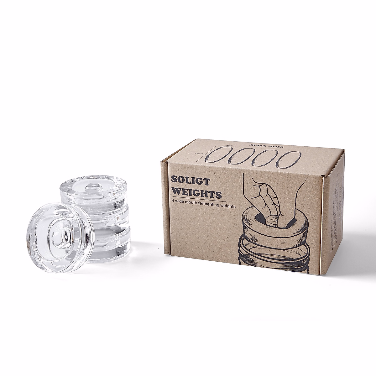 4-Pack of Fermentation Glass Weights with Easy Grip Handle for Wide Mouth Mason Jars