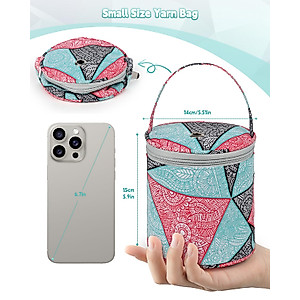 Coopay Small Yarn Storage Bag, Mini Knitting Bag Yarns Drum Case for Carry Yarn Ball, Crochet Kits, Knitting Supplies and Sewing Accessories, for Beginner, Crocheter and Crafter, Blue