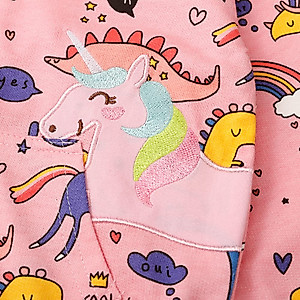 RETSUGO Girls Zip Up Jackets Baby Toddler Girl Hoodies Unicorn Rainbow Sweatshirts with Pockets Kids Winter Coats Casual Outerwear 5t
