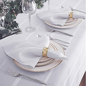 Newbridge Elegance Plaid No-Iron Soil Resistant Fabric Woven Tablecloth - 90 Round - White