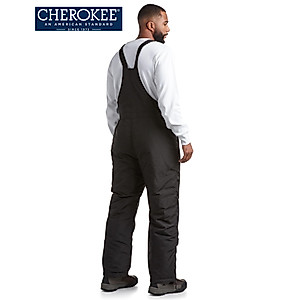 Cherokee Men's Snow Bib - Insulated Waterproof Snow Pants Ski/Snowboard Overalls (M-2XL), Size Large, Black