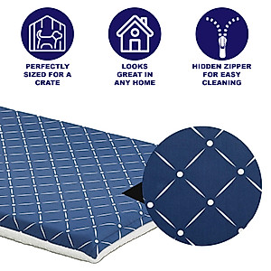 Midwest Homes for Pets Quiet Time Couture Paxton Dog Bed with Removable Pillow Cover, Blue Diamond Pattern, 42", Model Number: 40742-BLD