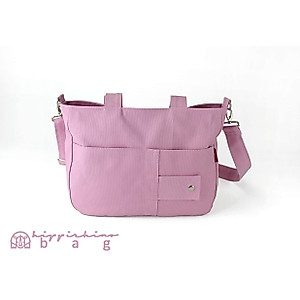 Multiple Pockets Canvas Shoulder Tote Bag for Women Crossbody Detachable Strap Zipper Closure Candy Pink