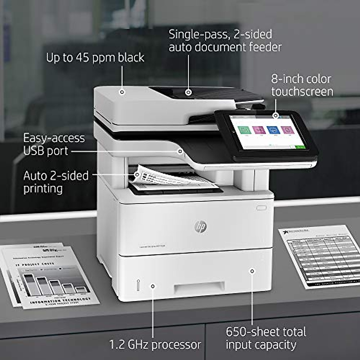 HP LaserJet Enterprise MFP M528dn Monochrome All-in-One Printer with built-in Ethernet & 2-sided printing (1PV64A)