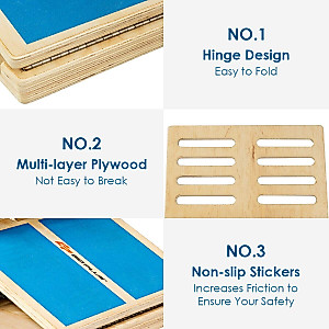 Goplus Wooden Slant Board, 4-level Adjustable Incline Stretch Board with Anti-skid Surface, 350lbs Weight Capacity Calf Stretcher for Squats, Calf Stretching