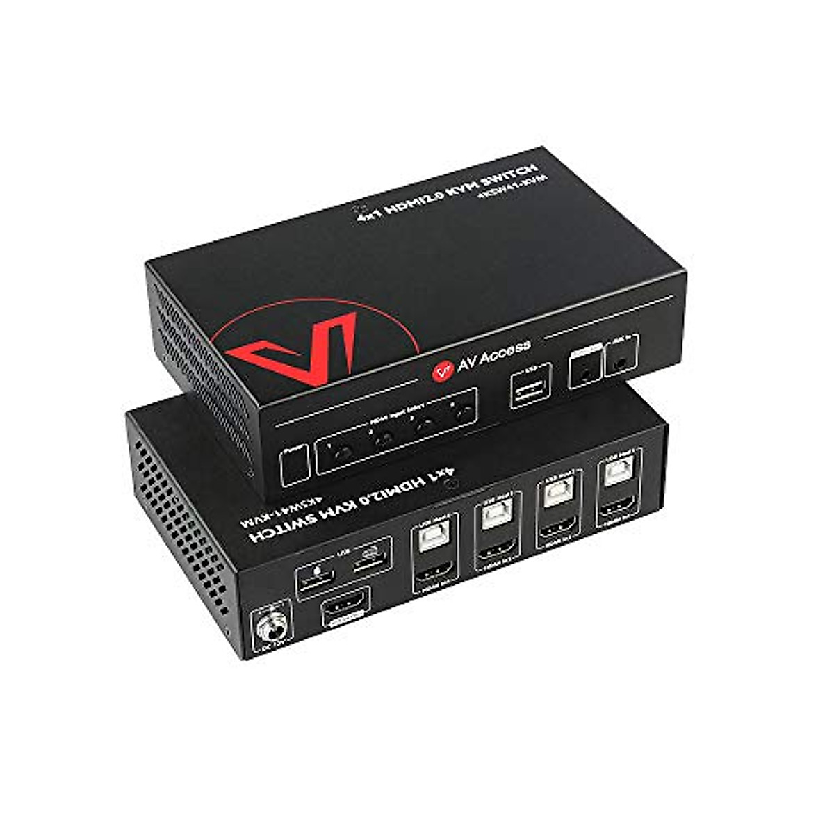 KVM Switch 4 Computers 1 Monitor, HDMI 2.0 4K@60Hz, Dolby Vision, with Audio, HDR10, HDMI USB Switch 4x1, 4 Ports for 4 PCs Share One Monitor, Supports USB 2.0 Keyboard & Mouse