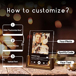 LUCKOR Spotify Decorative Plaque Personalized Gifts, Custom Gifts for Him Her, Customized Picture Frame for Boyfriend Girlfriend Couple Wife Women on Anniversary Birthday