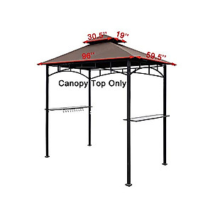APEX GARDEN Replacement Canopy Top CAN ONLY FIT for Model #L-GG001PST-F 5' X 8' Brown Double Tiered Canopy Grill BBQ Gazebo (Top Only) (Brown)