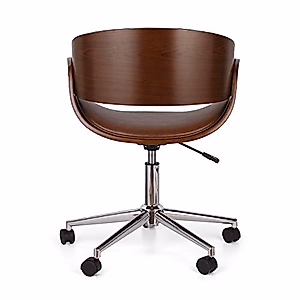 Christopher Knight Home Brinson ARMLESS Office Chair, Cognac Brown + Chrome + Walnut