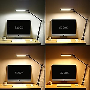 BYB Metal LED Desk Lamp, Architect Swing Arm Lamp with Clamp, Eye-Care Drafting Task Lamp with 4 Color 6 Brightnss, Touch Control, Memory Function for Home Office, Monitor Studio Reading (Black)