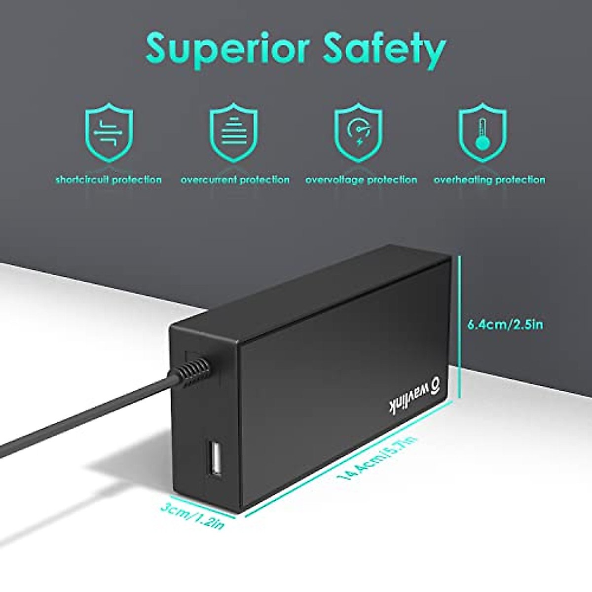 USB C Laptop Charger 100W AC Laptop Power Adapter with 12W USB A Output for MacBook ASUS Huawei Lenovo HP Dell Samsung Acer Toshiba Chromebooks and More,USB-C port DC 5V-20V 5.0A,USB-A port DC 5V 2.4A