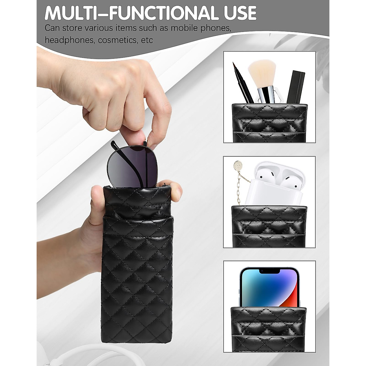 Double Soft Glasses Case Pu Sunglasses Case Squeeze Top Eyeglass Case Pouch Bag (Pink)