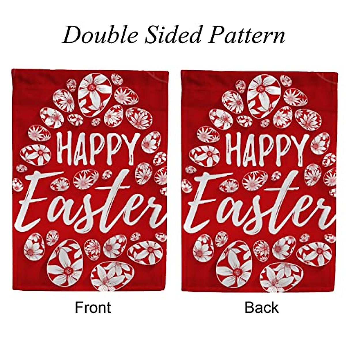 My Little Nest Seasonal Garden Flag Floral Happy Easter White Eggs Vertical Garden Flags Double Sided for Home Farmhouse Yard Holiday Flag Outdoor Decoration Banner 28"x40"
