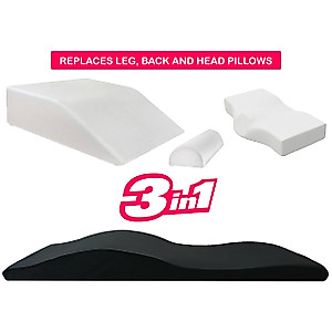 XOLLOZ | Curved Mattress (28 in) + Pillow | Curved Memory Foam Lash Bed Pillow With Neck And Back Support | Curvy High Density Massage Bed Topper with Soft Touch Short Plush and Egonomic Design