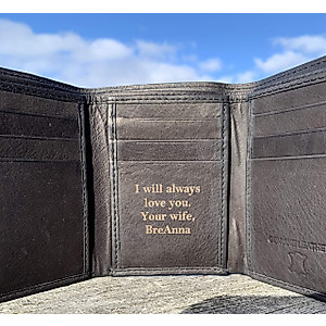 Genuine Leather Tri Fold Personalized Mens Wallet (777)