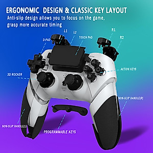 TERIOS Wireless Controller Compatible with PS4/PS4 Pro/PS4 Slim, (No Drift) Control for PS4 with Hall Sensor Joystick-Speakers-6 Axis Motion Sensor-Programming-Auto Turbo Function (Hall Black)