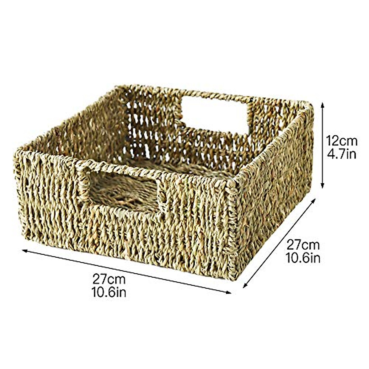 YIREAUD Water Hyacinth Storage Baskets,Hand-Woven Storage Baskets With Wooden Handles,Water Hyacinth Wicker Baskets for Organizing,Trapezoid Decorative Baskets