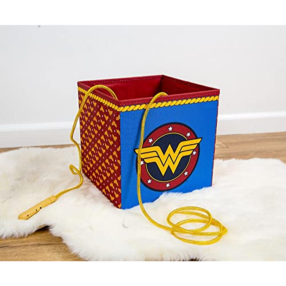 DC Comics Wonder Woman Logo 11-Inch Storage Bin Cube Organizers| Fabric Basket Container, Cubby Cube Closet Organizer | Comic Book Superhero Toys, Gifts and Collectibles